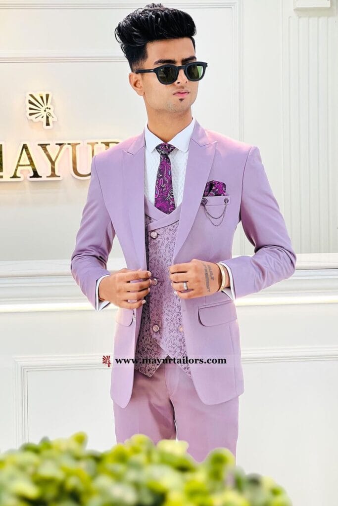 5 Piece Lilac Purple Suit - MAYUR Vision In Design